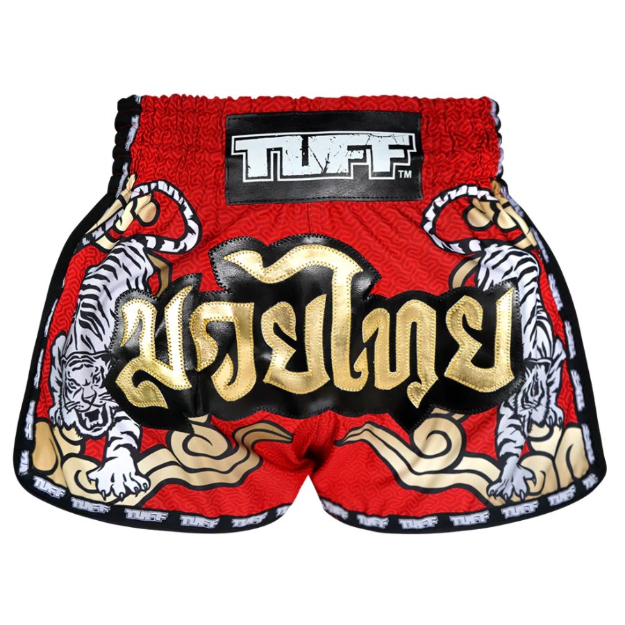 TUFF Shorts Red Retro Style Double Tiger With Gold Text MRS301-RED ...