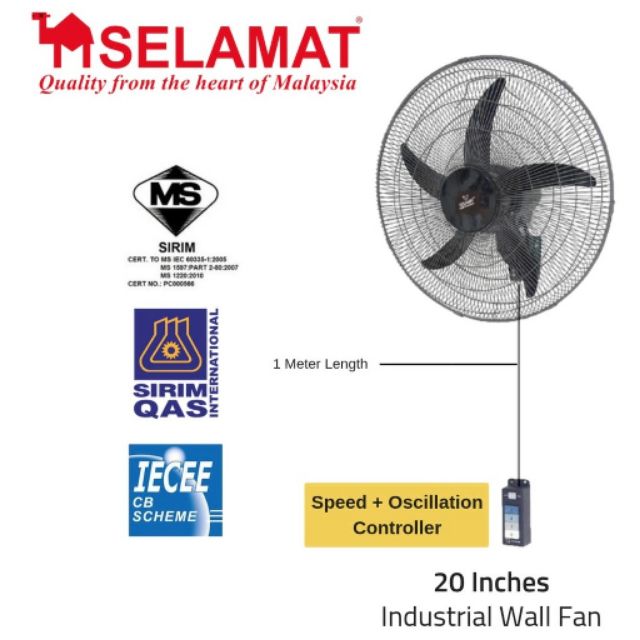 Industrial Wall Fan 20"(SIRIM MS Approved ) | Shopee Malaysia