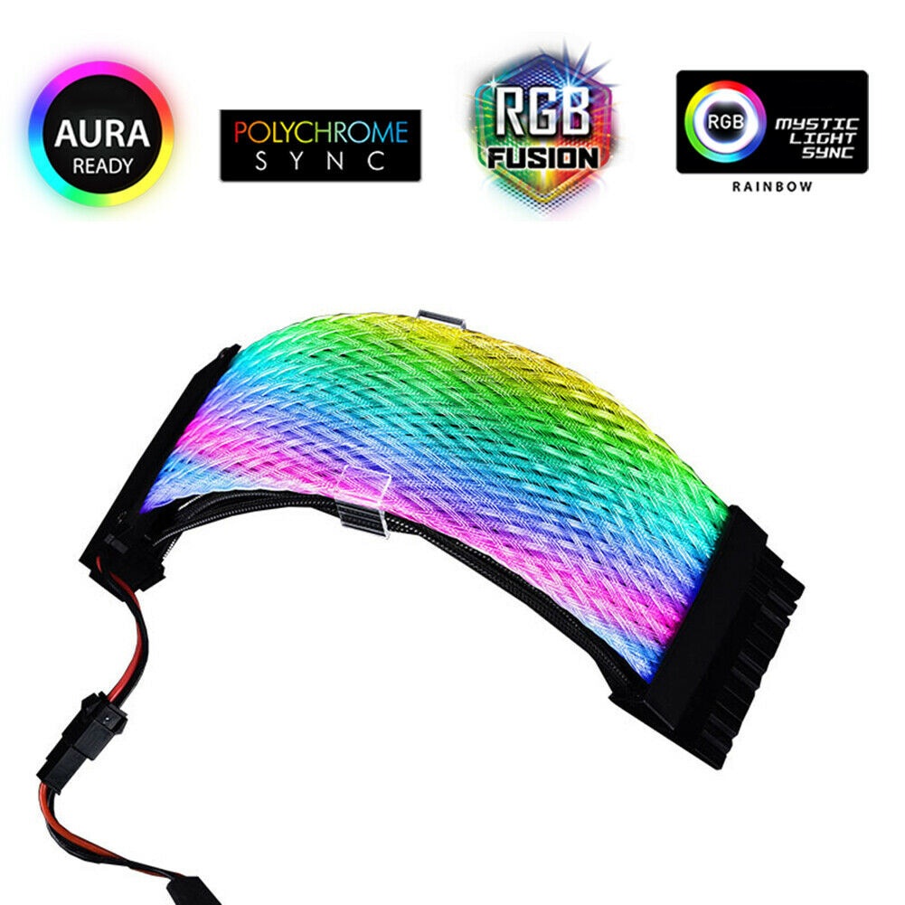 Sync 24 Pin Extension Cable Power RGB Light Addressable Computer Cord ...