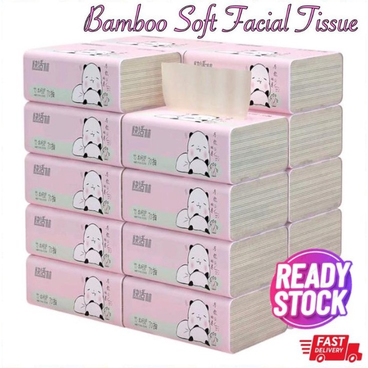 Bamboo Tissue Panda Soft Facial Tissue Paper 70 Pulls (1 packet ...
