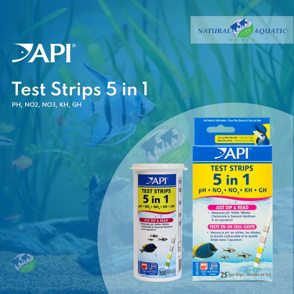 API 5 in 1 Test Strips (pH, NO2, NO3, KH, GH) w/ 25 Test Strips for ...