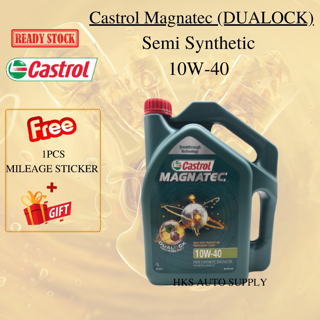 Castrol Magnatec (DUALOCK) 10W40 Semi Synthetic Engine Oil 4L | Shopee ...