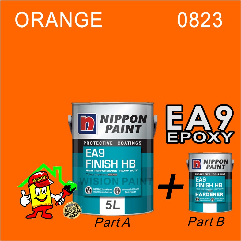 ORANGE 0823 ( 5L ) EA9 FINISH HB SET NIPPON EPOXY FISH POOL SWIMMING ...