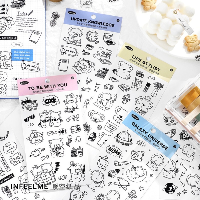 [CUTE BEAR PET STICKER] Giftandtape 2 sheets Simple Minimalist Muji ...