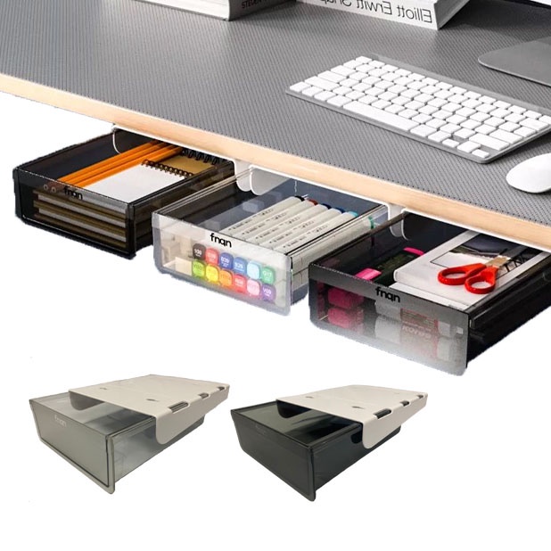 JULIUS Under Table Desk Drawer Stationary Box Self-adhesive Storage Box ...