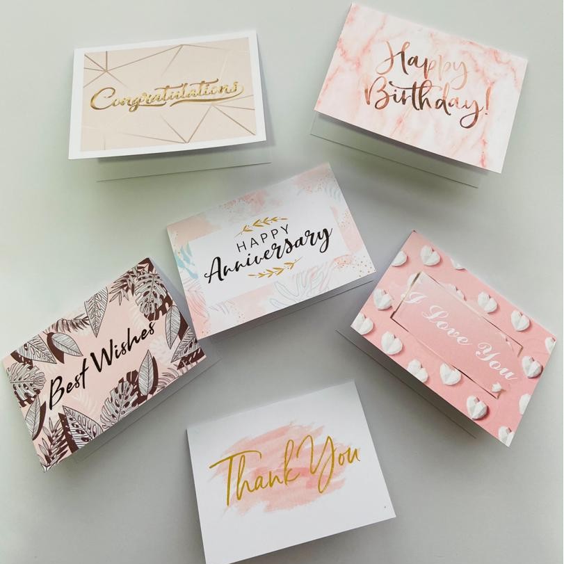 Greeting Card Pink Theme Thank You Card, Happy Birthday Card Wedding ...