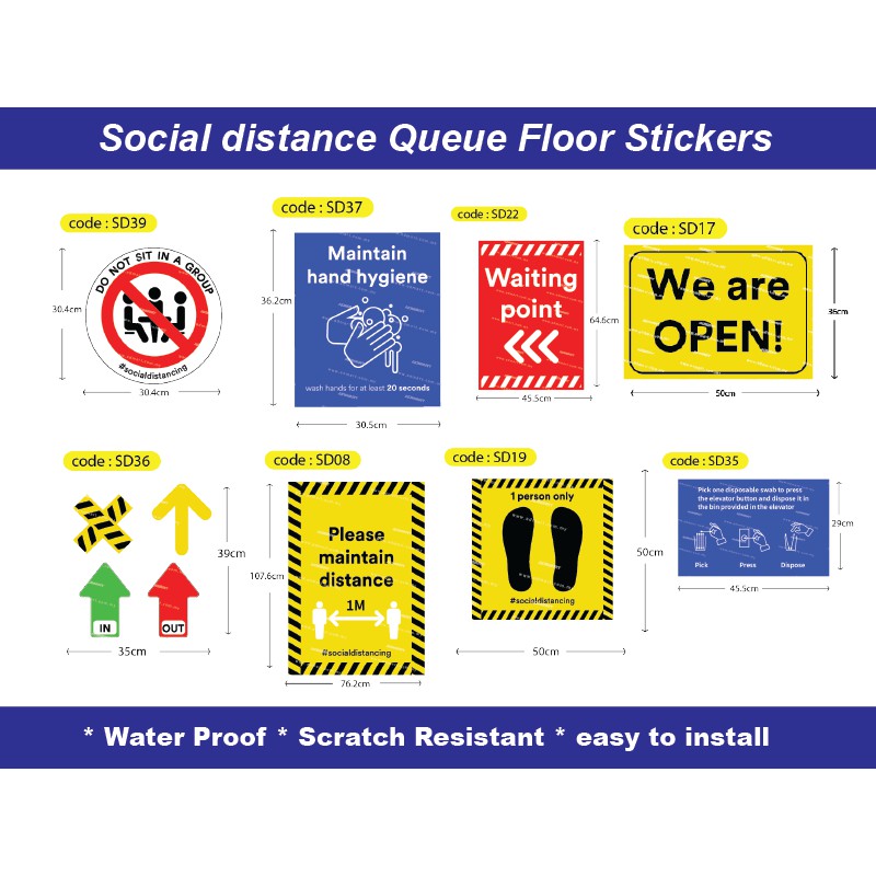 Social Distance Floor Decal Sticker SD series 1 social distancing ...