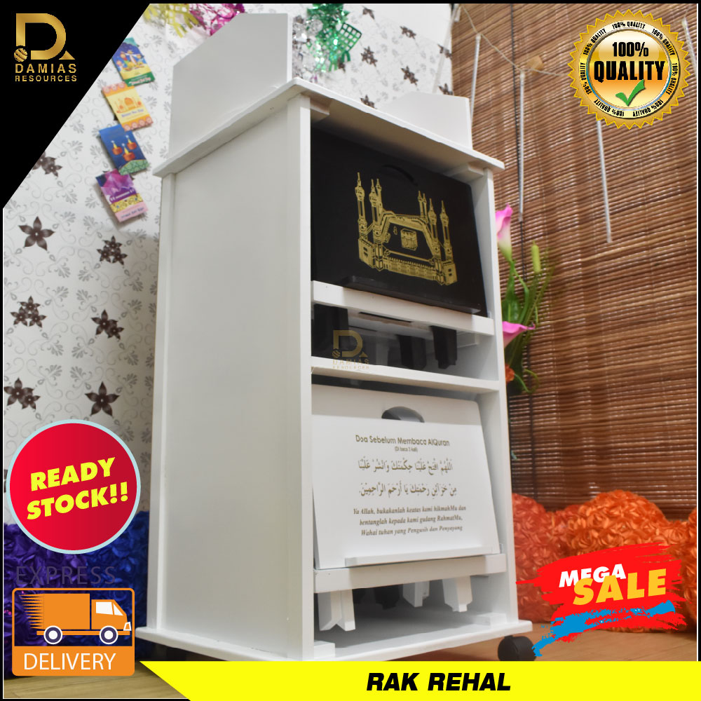 Rak Cabinet Wooden Kayu Serbaguna Simpan /Susun Rehal Storage Beroda ...