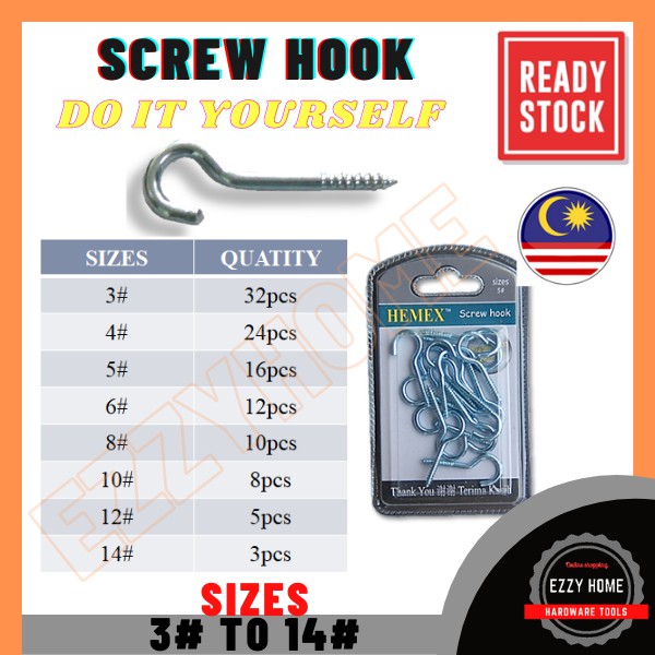 Screw Hook Curtain Net Wire Eye Bolt Eyebolt Screw in Spiral Hanger/C ...
