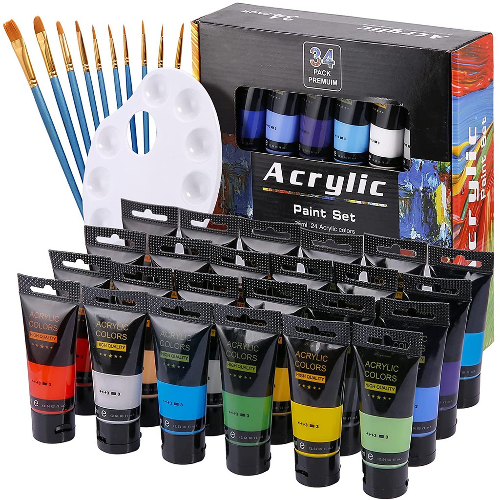 Acrylic Paint Set 24 Colors, 24 Tube x 35mL , Art Craft Paint Supplies ...