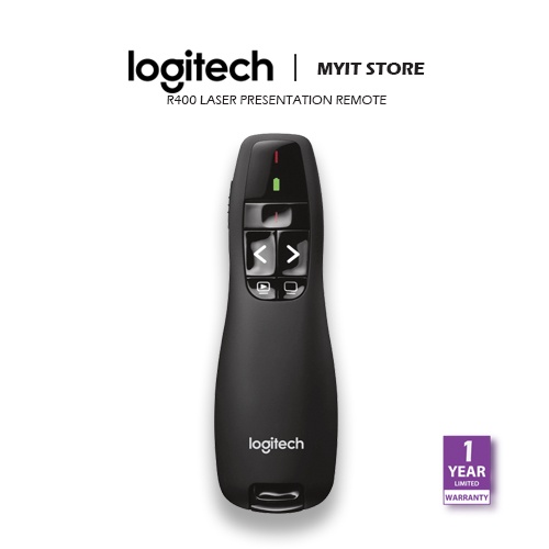 Logitech R400 Wireless Presentation Remote, 2.4 GHz, USB-Receiver, Red ...