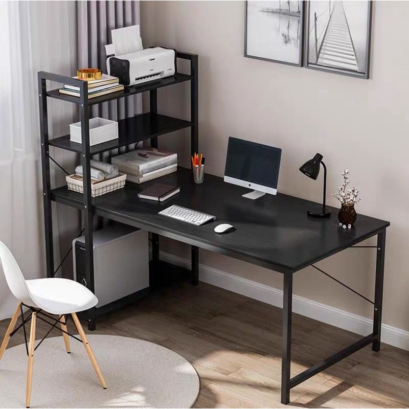 Computer Table With 4 Tier Book Shelf Desk Writing Dekstop Meja Tulis ...