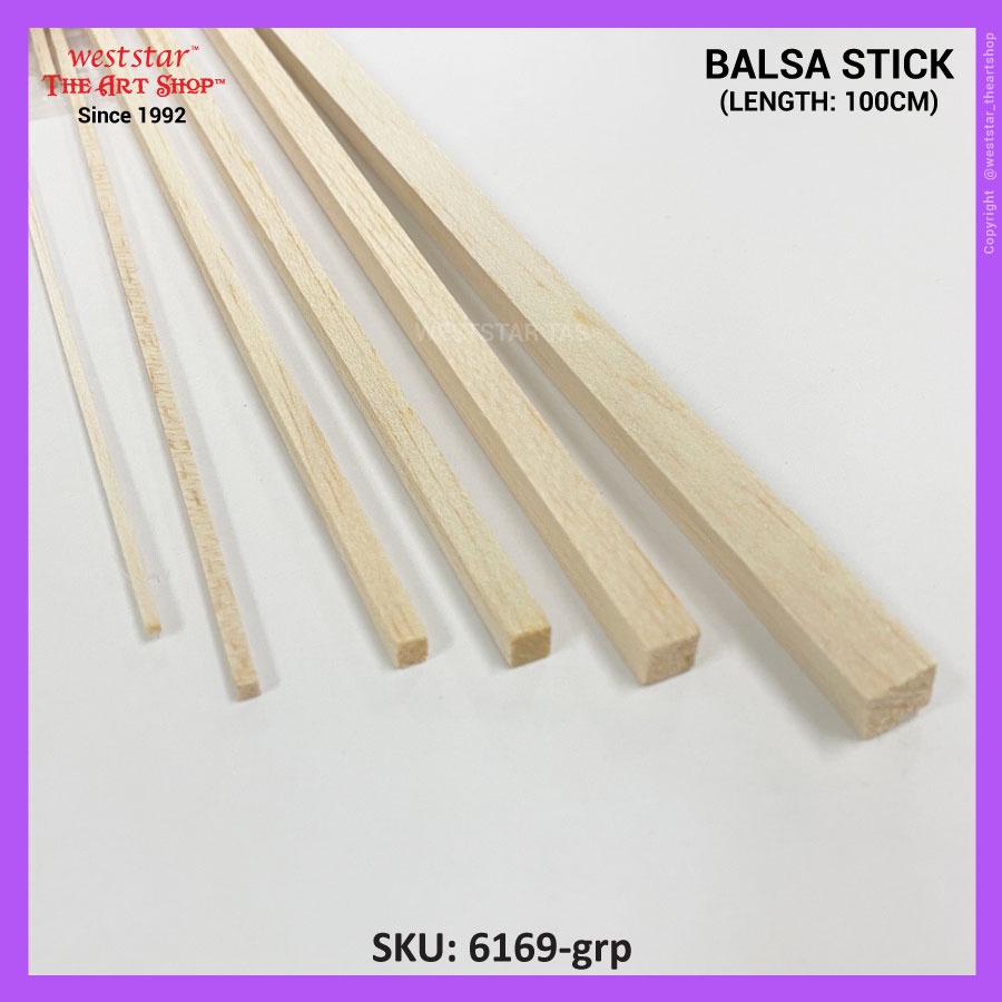 [WETAS] Balsa Wood Stick, Balsa Wood, Kayu Balsa (100cm /1 meter ...