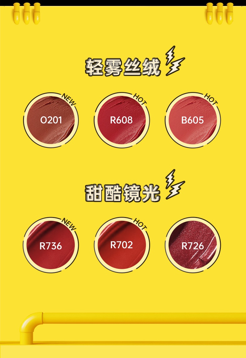 现货 Colorkey Pokemon Lipstick Set 珂拉琪宝可梦唇釉套装礼盒6支装 Pikachu Seried 6 Mini ...