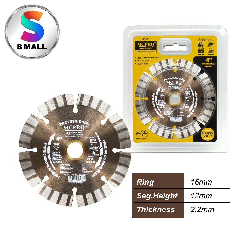 MCPRO Diamond Cutting Disc Blade 4"(114mm) Segmented Turbo (MS580) for Angle Grinder | Shopee ...