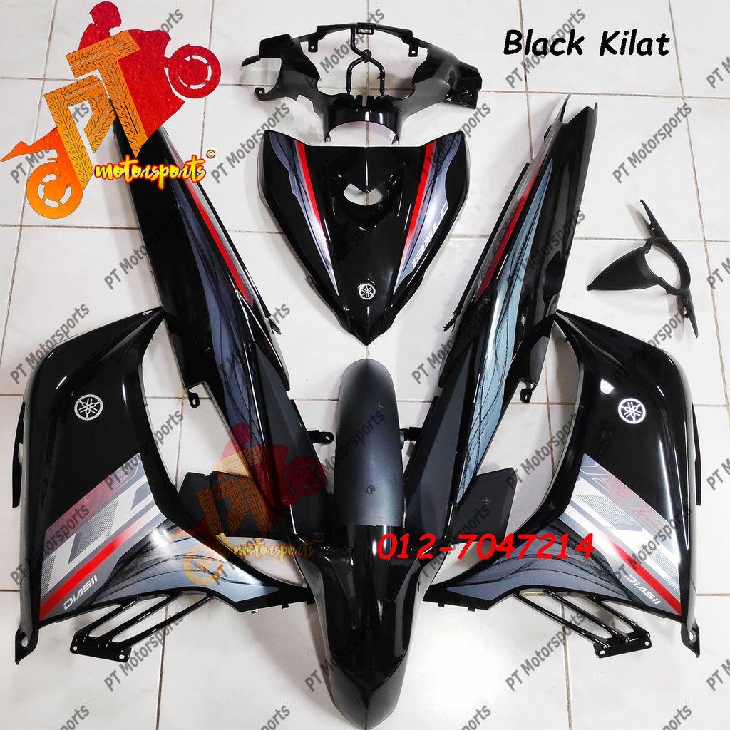 Yamaha LC 135 Cover Set Matt Black / Black KIlat Sticker Special Edition NO 18 Knight Black V2 ...