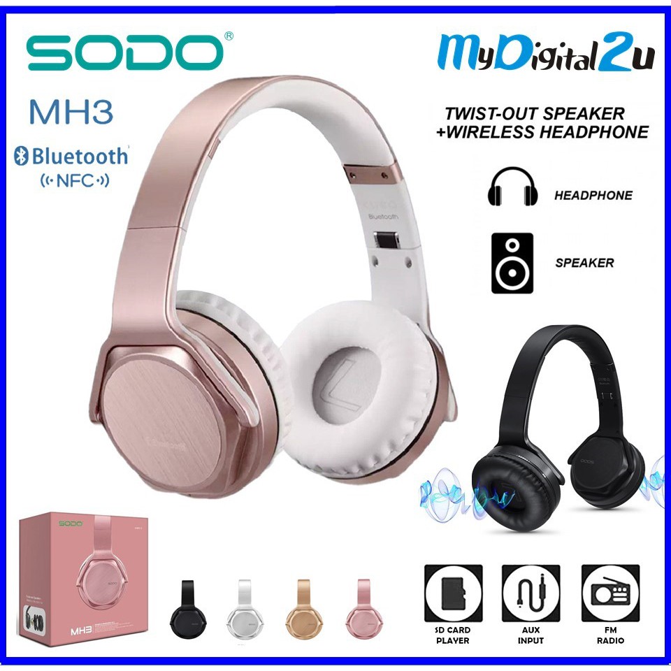 NEW!! Original SODO MH3 / MH5 / DOQAUS V1 NFC 2in1 Twist-out Bluetooth Speaker & Headset with ...