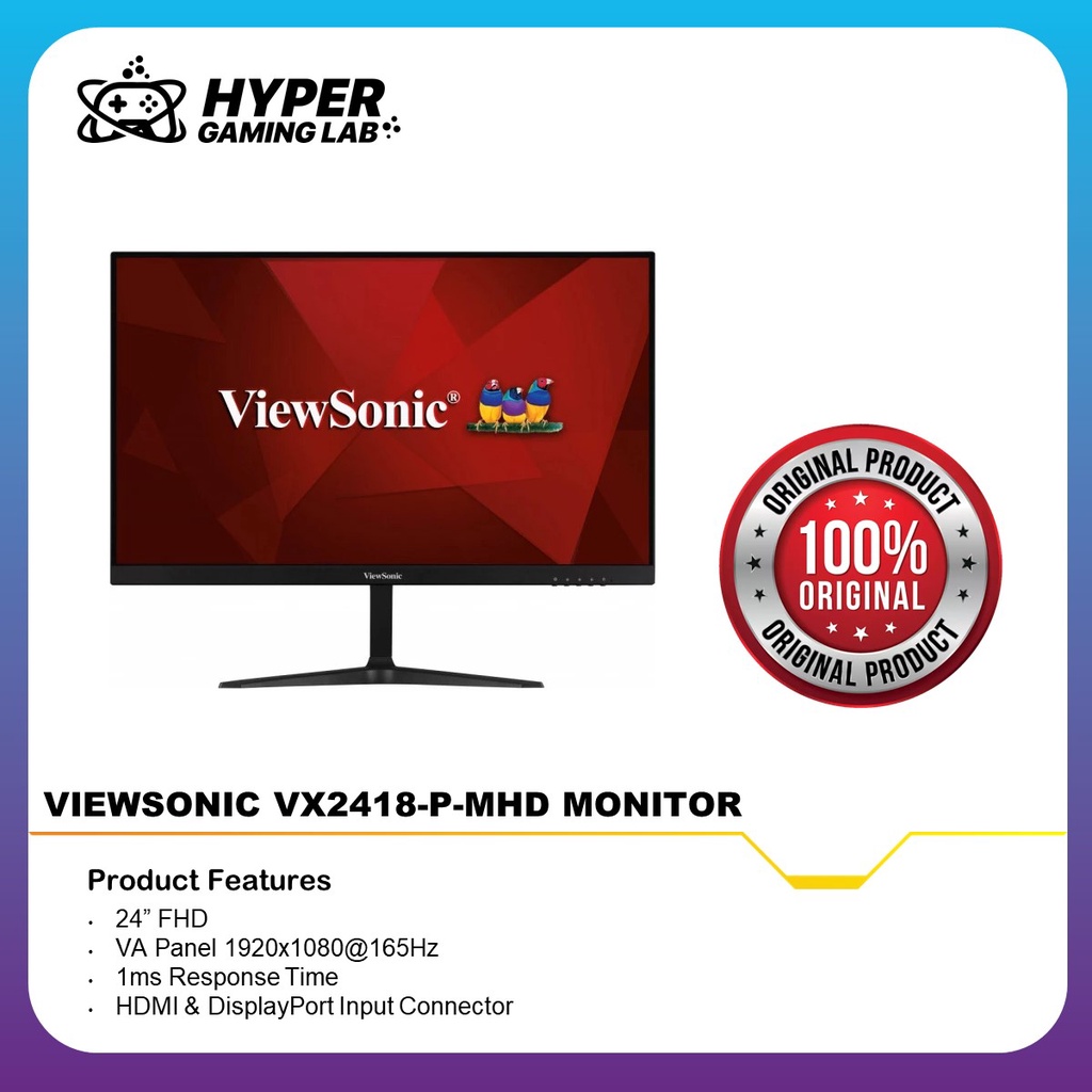VIEWSONIC VX2418-P-MHD 24” FHD GAMING MONITOR (165Hz REFRESH RATE,1ms ...