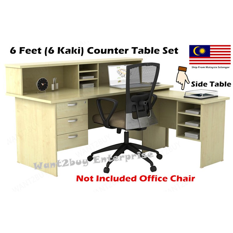 🇲🇾 🔥Hot Selling🔥 6 Feet Office Furniture Reception Wooden Desk Counter ...