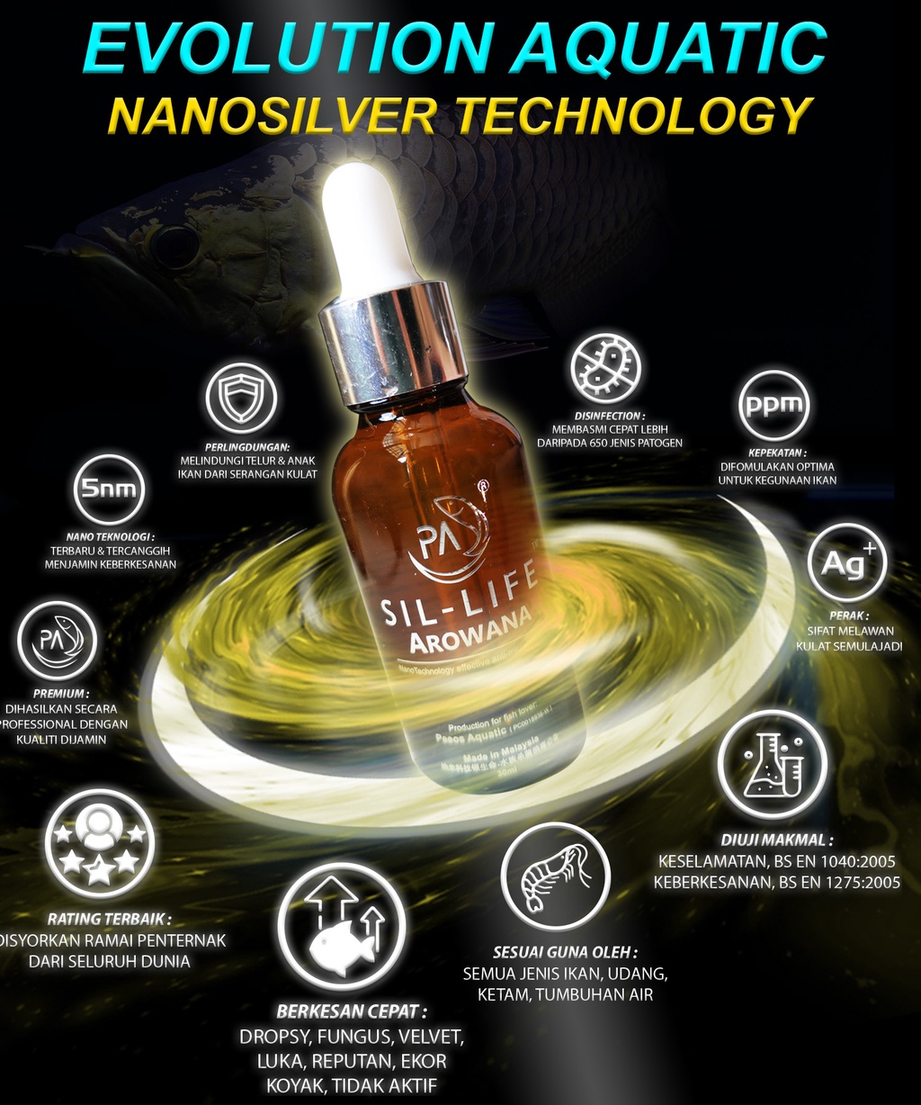 PA Sil Life Arowana aquarium Ikan kelisa goldfish lobster Dropsy Velvet ...