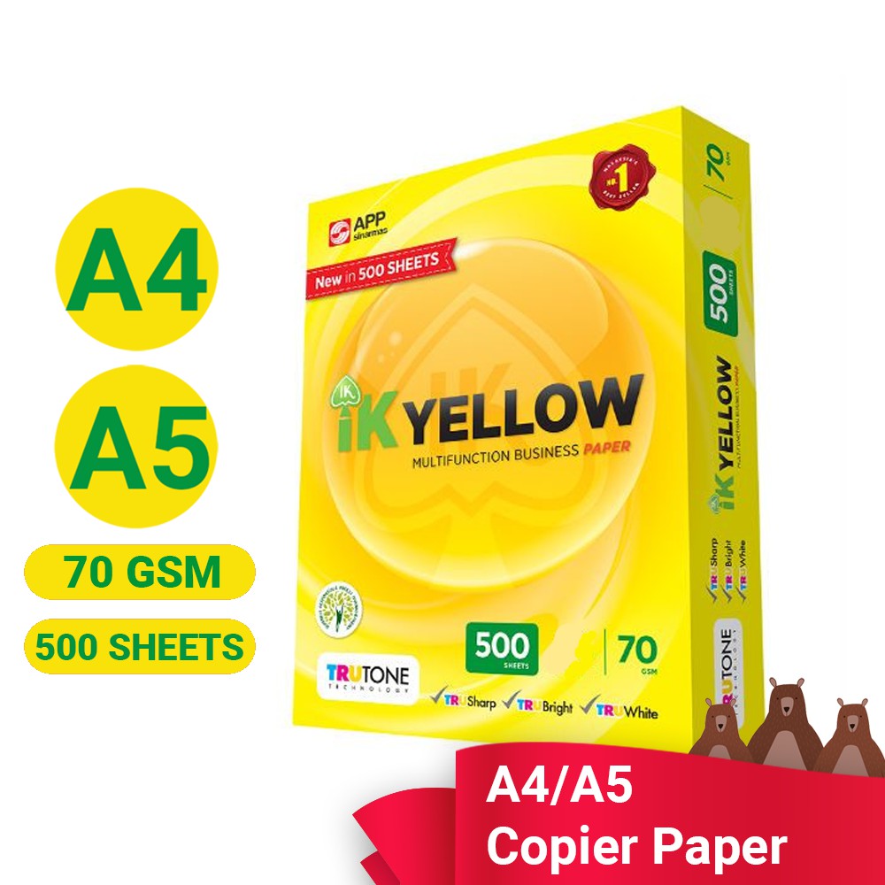 IK Yellow Paper A4 / A5 Size 70 gsm 500 Sheets (Per Ream) Printing ...