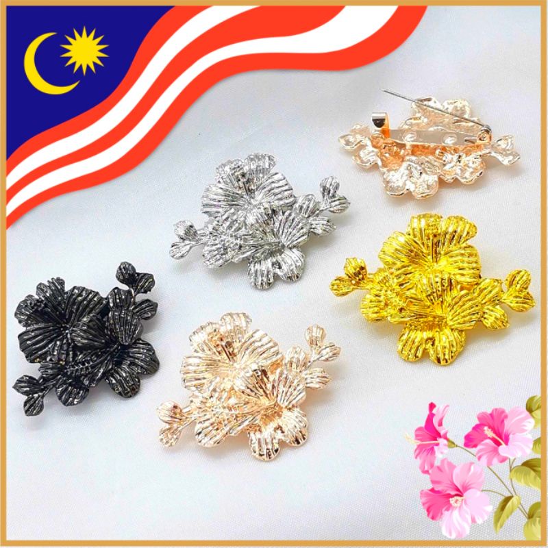 BK Brooch Hibiscus Kerongsang Bunga Raya Pin Bahu Pin Tudung Malaysia ...