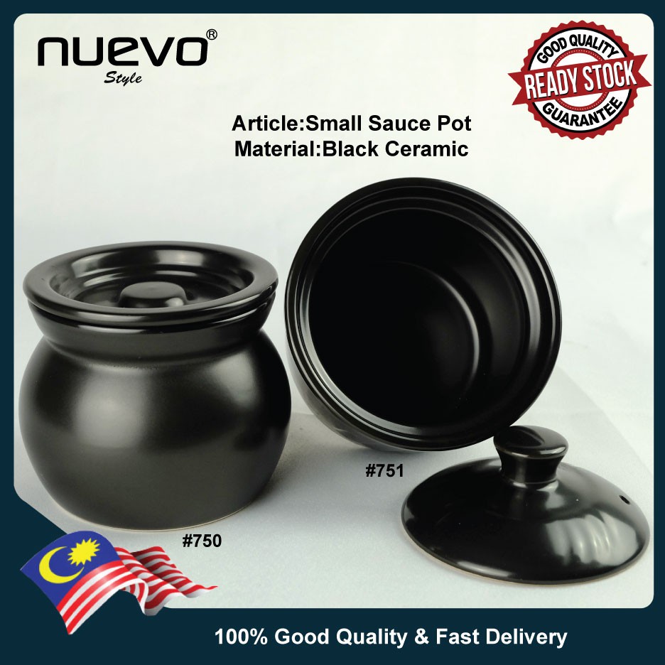 NUEVO STYLE Black Ceramic Small Sauce Pot 黑色陶瓷小酱锅 Periuk Sos Kecil ...