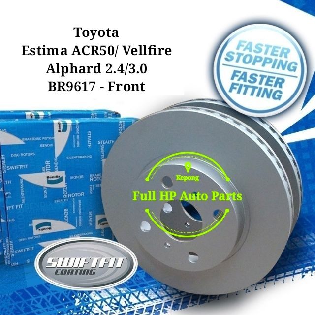 Original Bendix Swiftfit BR9617 Front Disc Rotor - Toyota Estima ACR50 ...