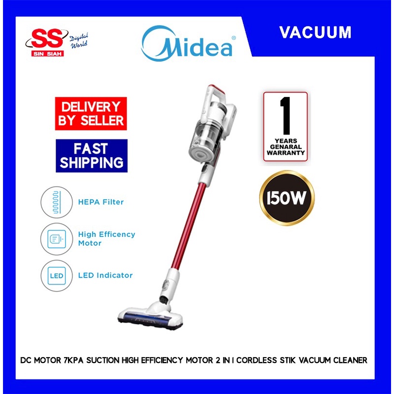 Midea MVC-V18P Vacuum Cleaner POWERSTICK VACUUM STICK ( RED ) | Shopee ...
