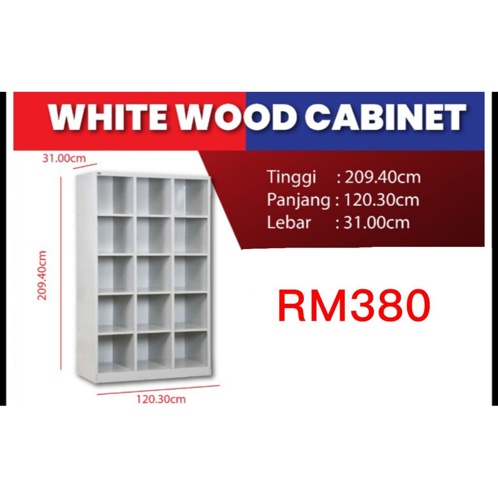 White Wood Rack Cabinet 15 Pigeon Holes High Quality | Shopee Malaysia