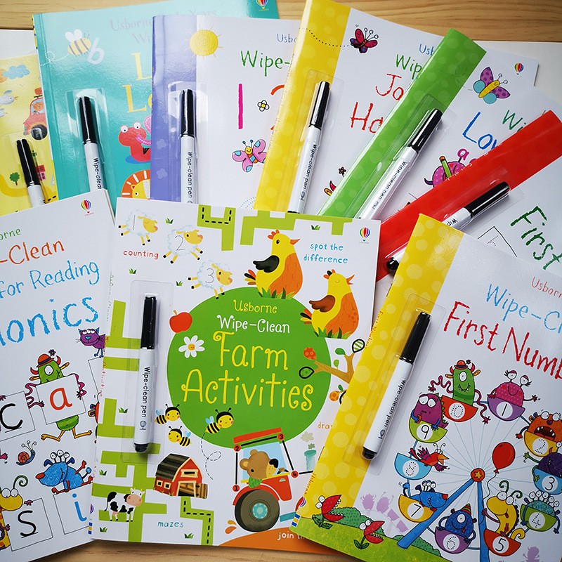 (MAMAME) Usborne WIPE CLEAN BOOK ACTIVITIES | Shopee Malaysia
