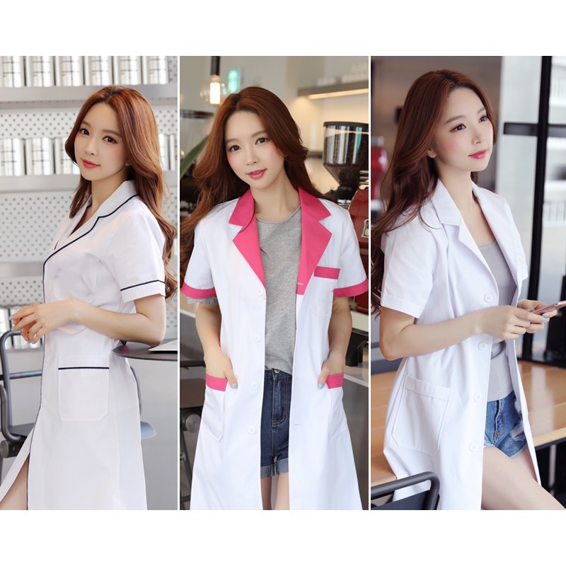 Lab Coat for Women,Medical White Clothes Labcoat Workwear ,Long/ Short ...