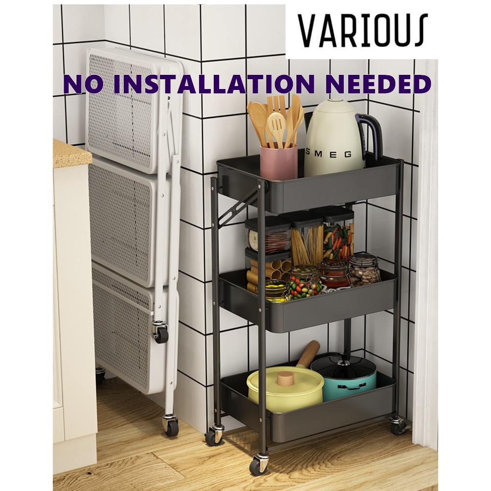 🔥(READY STOCK) [100% Steel] 3 Tier FOLDABLE Multi-functional Metal ...