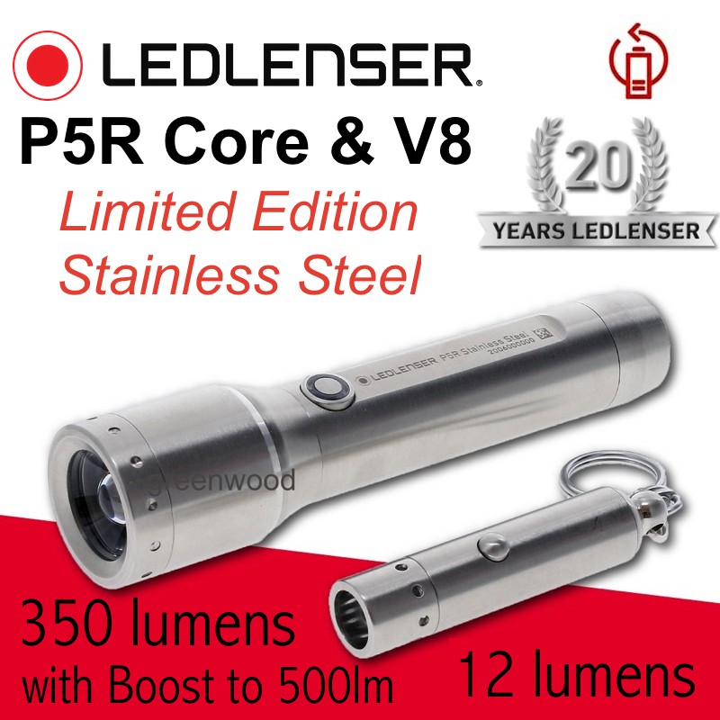 LIMITED EDITION - P5R Core & V8 Stainless Steel LEDLENSER Flashlights ...
