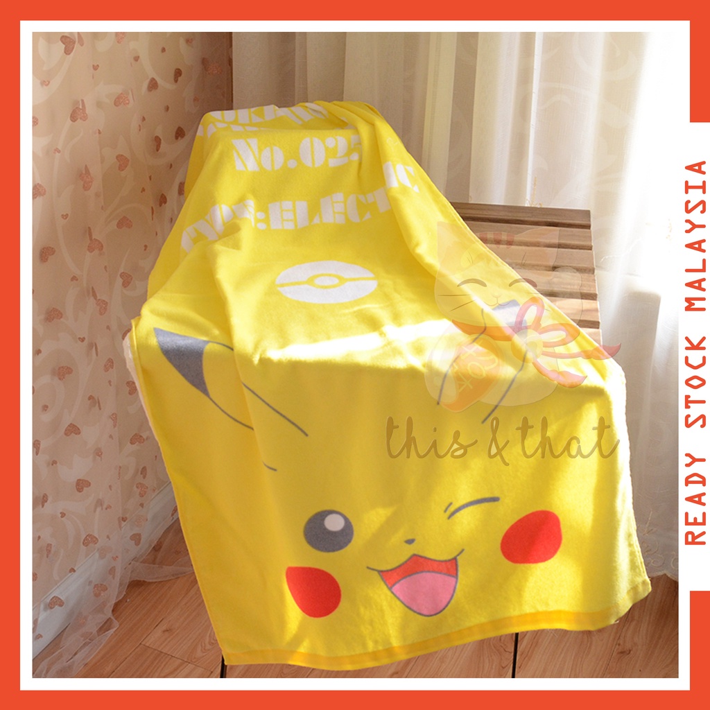 Pikachu ⭐️ 100% Cotton Bath Towel 60x120cm | Shopee Malaysia