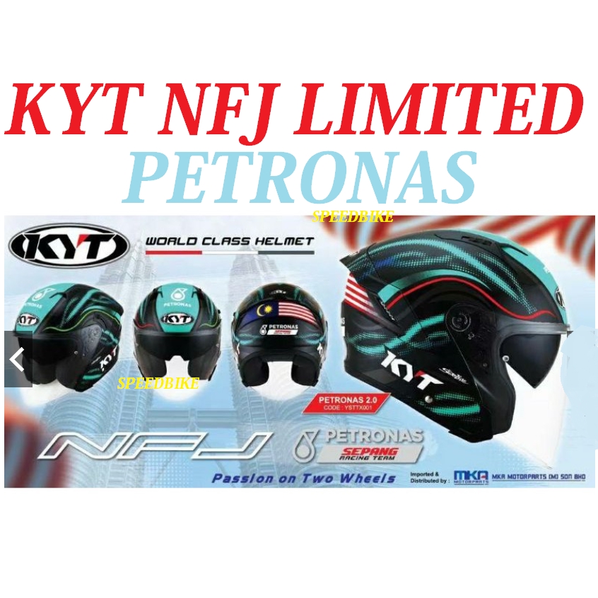 KYT NFJ Petronas V2 LIMITED EDITION HELMET RED GREEN LINE/ YELLOW GREEN ...