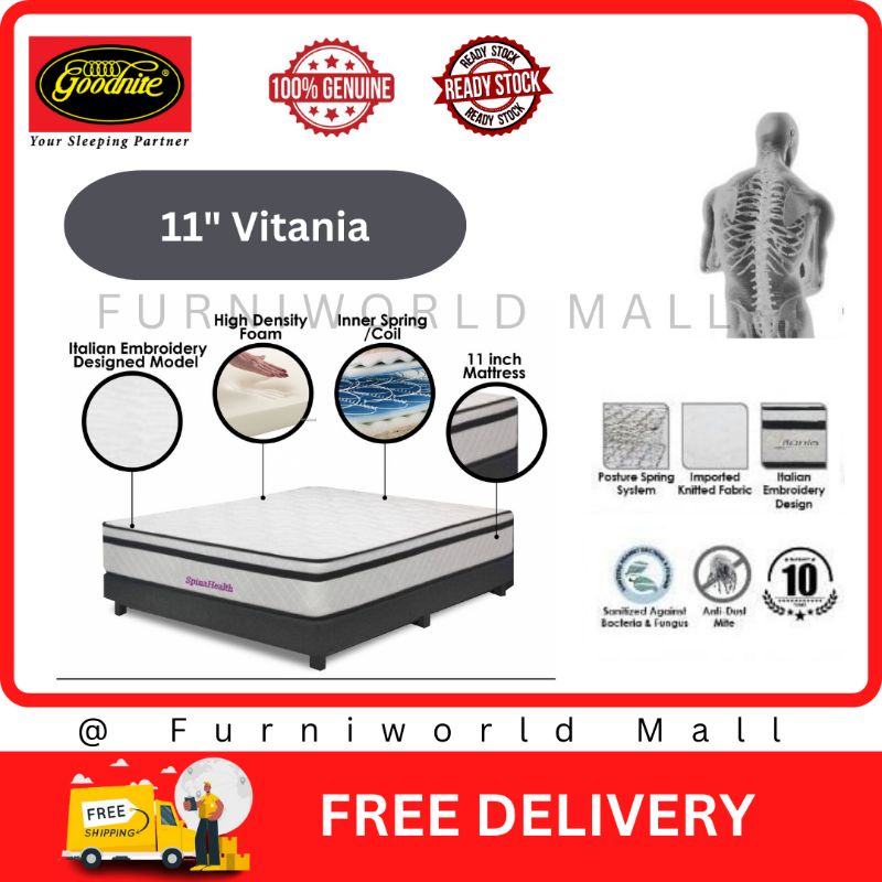 (FREE SHIPPING) Goodnite Vitania 11" Posture Spring Mattress/Tilam ...