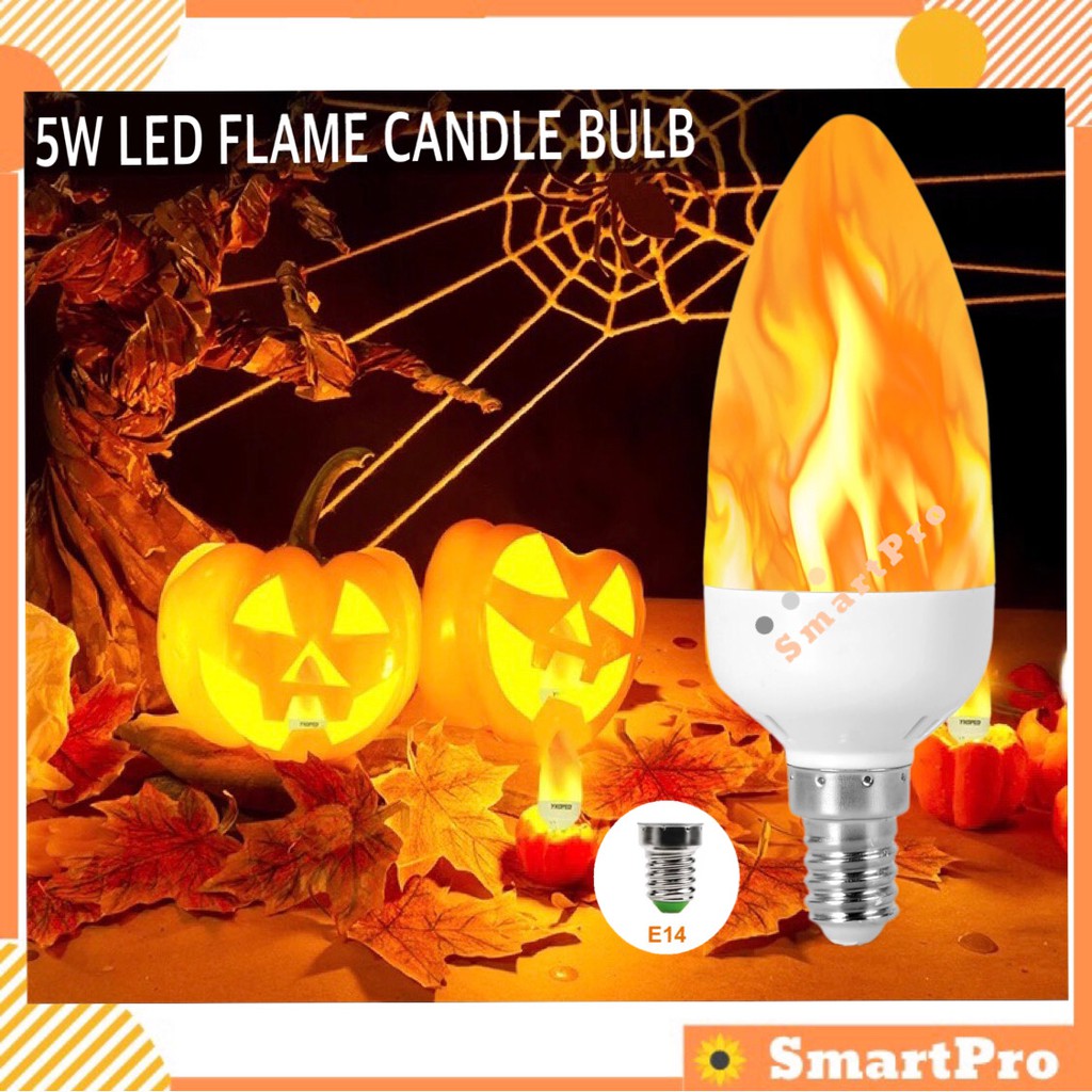 LED 5W E14 Burning Flicker Flame Effect Fire Light Bulb Decorative Lamp ...