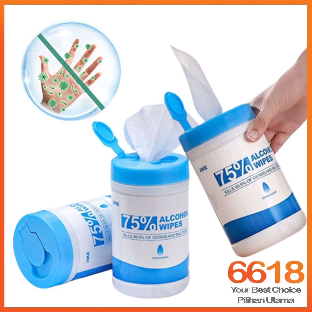75% (100 Keping) Alkohol Sanitizing Wipes Tisu Basah Lap Pembasmi Kuman ...