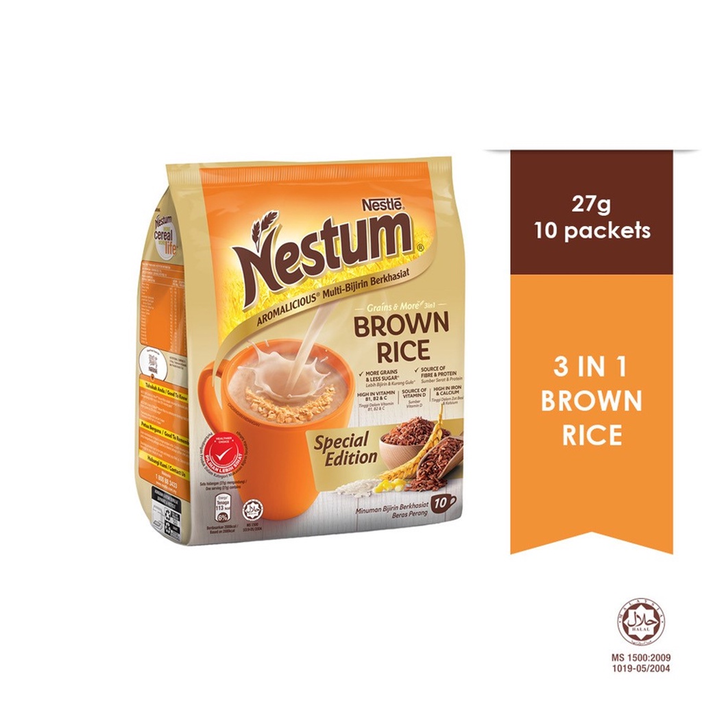 NESTLÉ NESTUM Grains & More 3in1 Brown Rice 10 Packet 27g | Shopee Malaysia