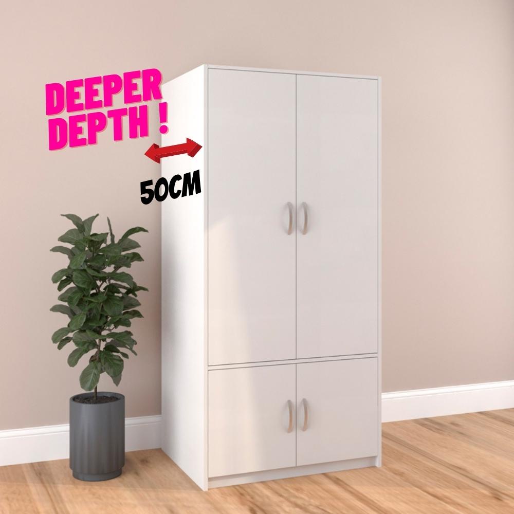 Furniture Mart FACILE Deeper Depth 4 Doors Wardrobe Cabinet Almari ...