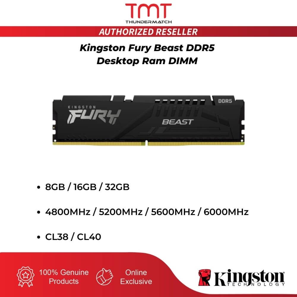 Kingston Fury Beast DDR5 Desktop RAM (8GB) 5200MT/s 5600MT/s | Shopee Malaysia