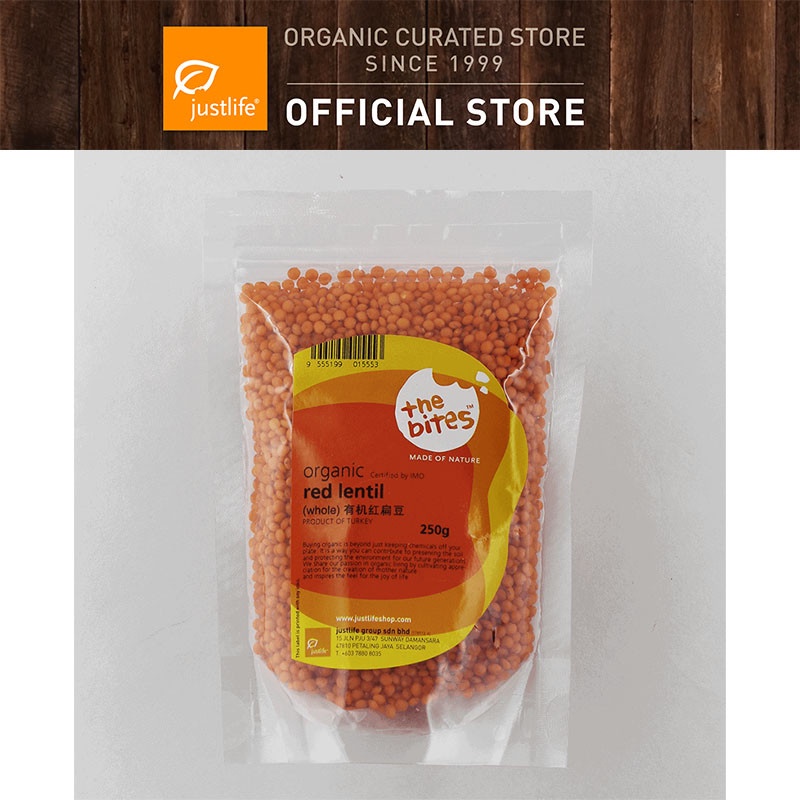 The Bites Organic Red Lentil Whole (Turkey), 250g [Organic Whole Red ...