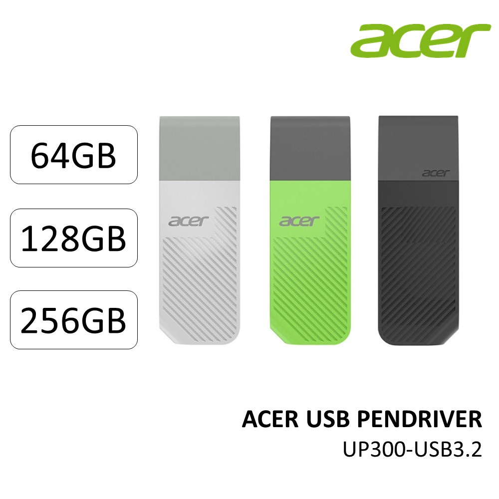 ACER USB PENDRIVER UP300 USB 3.2 ( 32GB/64GB/12GB/256GB) | Shopee Malaysia