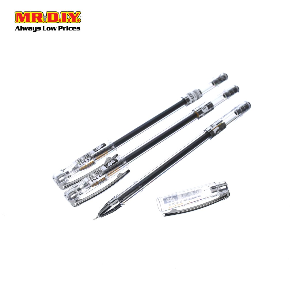 (MR.DIY) Nieki Gel Ink Pen Black (3pcs) | Shopee Malaysia