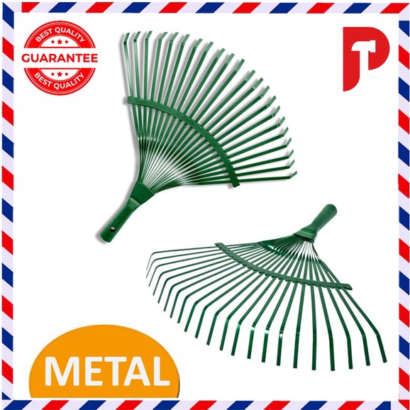 22Teeth Iron Green Lawn Rake 🔥 Ready Stocks 🔥 Metal/Plastic Garden Leaf ...