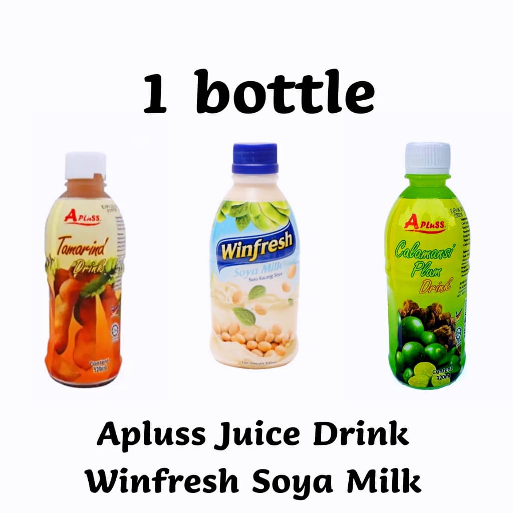 ( 1 bottle ) Winfresh Soya Milk / Apluss Air Asam Jawa / Asam Boi Limau Calamansi Juice Drink ...