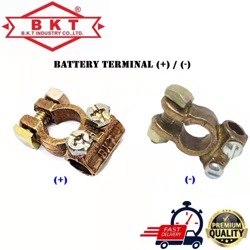 BKT BRASS BATTERY TERMINAL / BRASS CAR BATTERY CLAMP (+) / (-) BRASS GOLD CAR BATTERY CLAMP ...