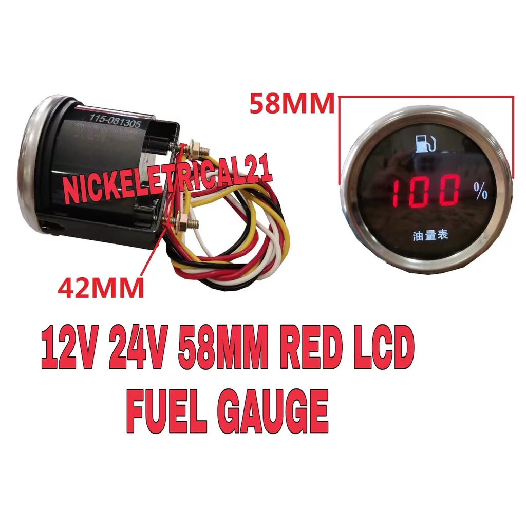Universal 12V/24V 58mm 12V - 24V Car Motorcycle LCD Fuel Level Meter ...