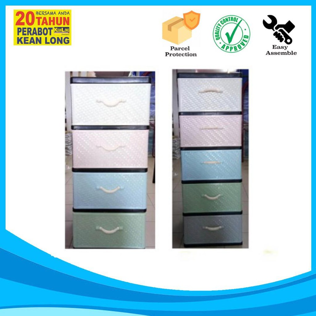 KLSB Tier Drawers Plastic Cabinet / Laci Plastik 4 5 Tingkat / Laci ...